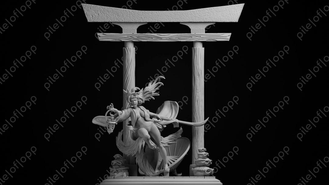 Kitsune, the Attack - 75mm Collectible Figure Diorama for Miniature ...