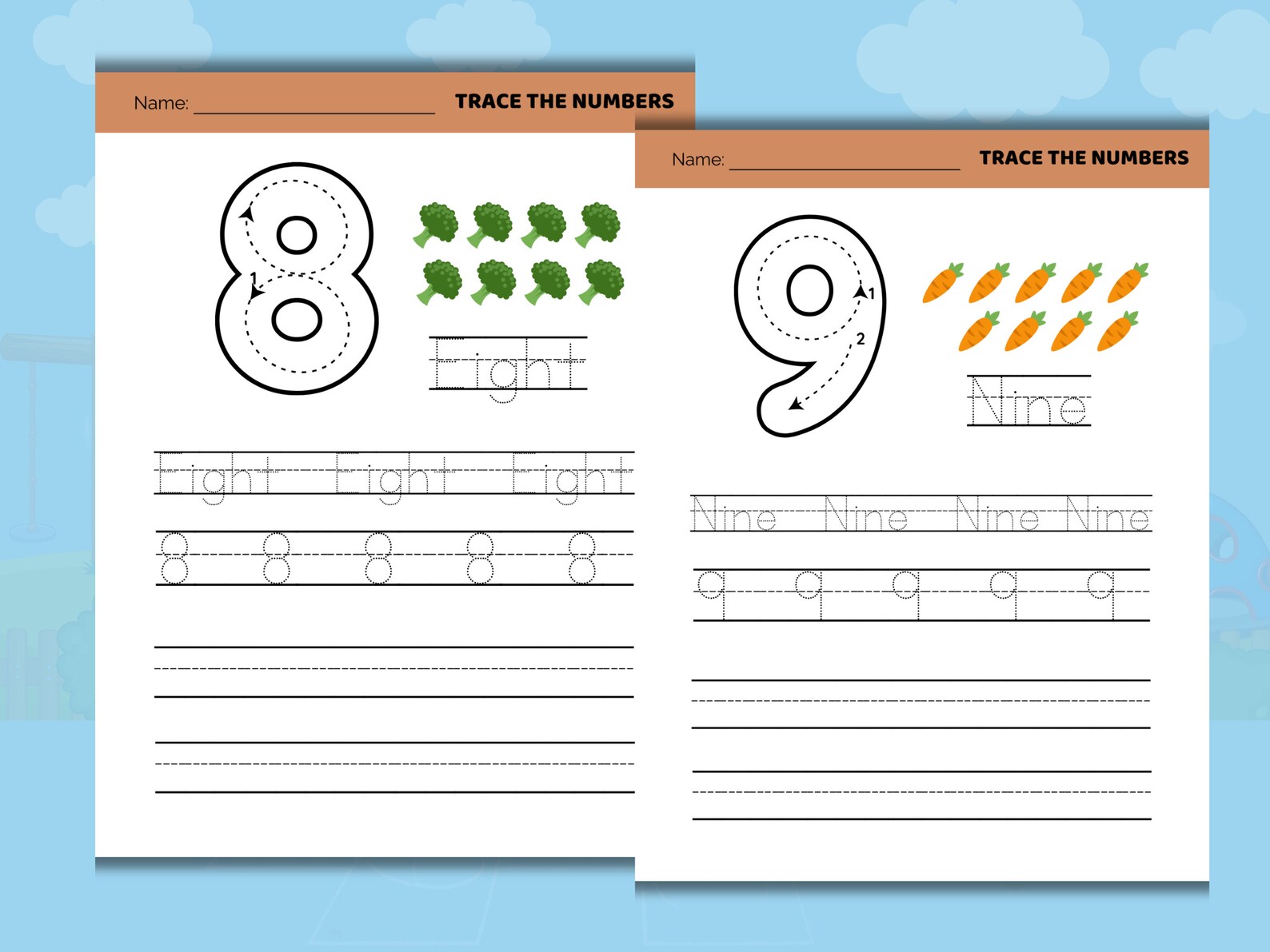 Number Tracing Worksheets, Printable Preschool,handwriting Practice ...