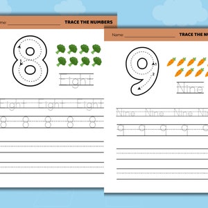 Number Tracing Worksheets, Printable Preschool,handwriting Practice ...