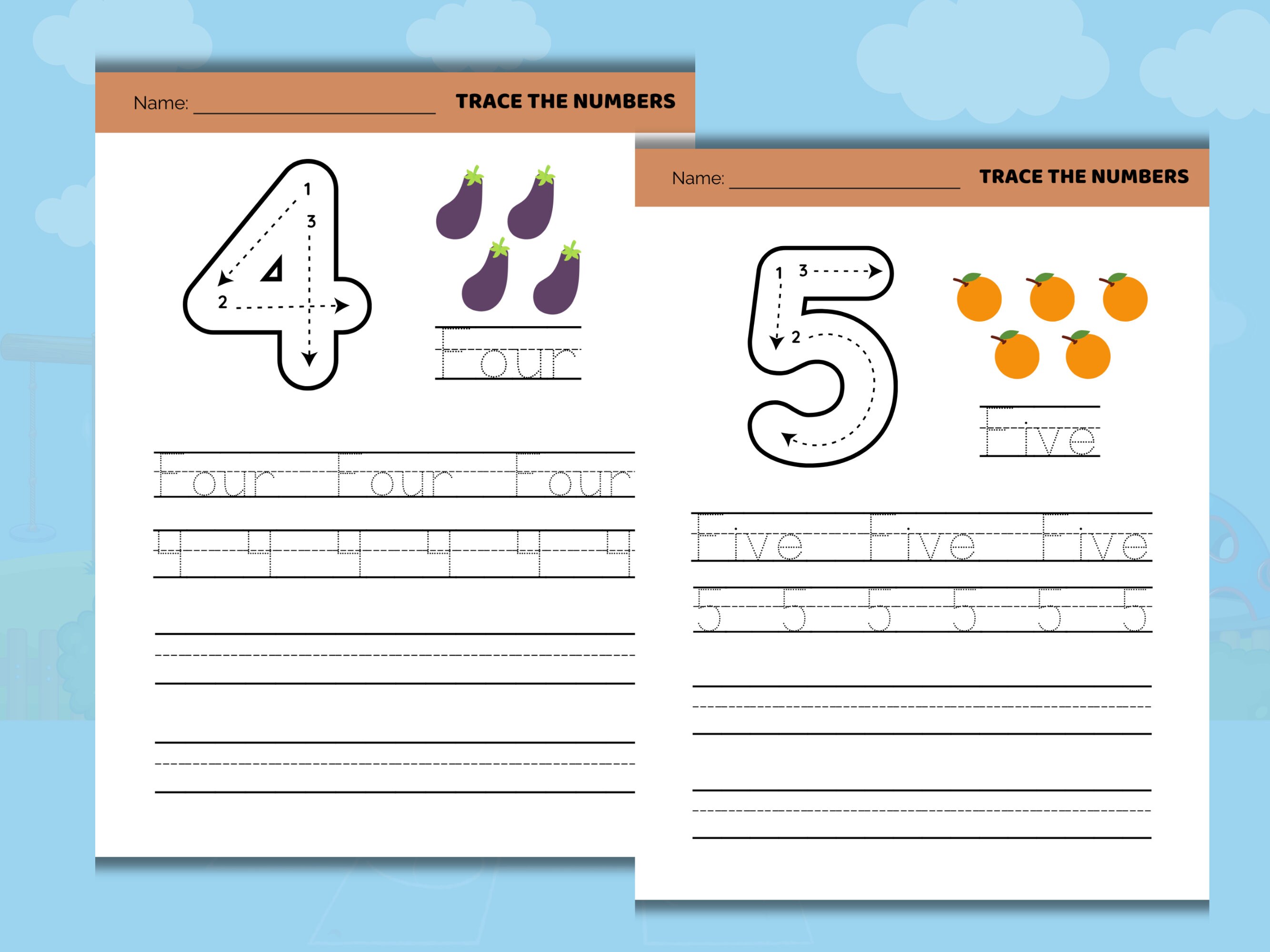 Number Tracing Worksheets, Printable Preschool,handwriting Practice ...