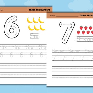 Number Tracing Worksheets, Printable Preschool,handwriting Practice ...