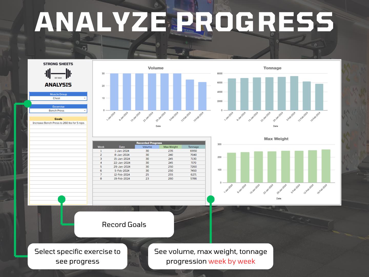 Fitness Workout Planner and Log, Body Weight Tracker, Spreadsheet ...