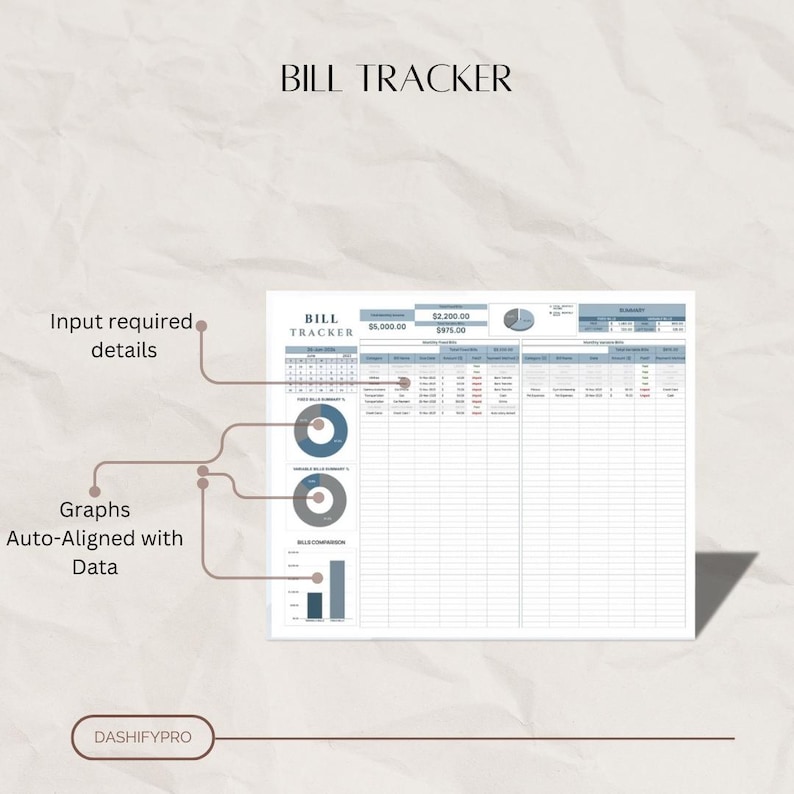 Bill Tracker Spreadsheet Google Sheets Excel Bill Calendar Monthly ...