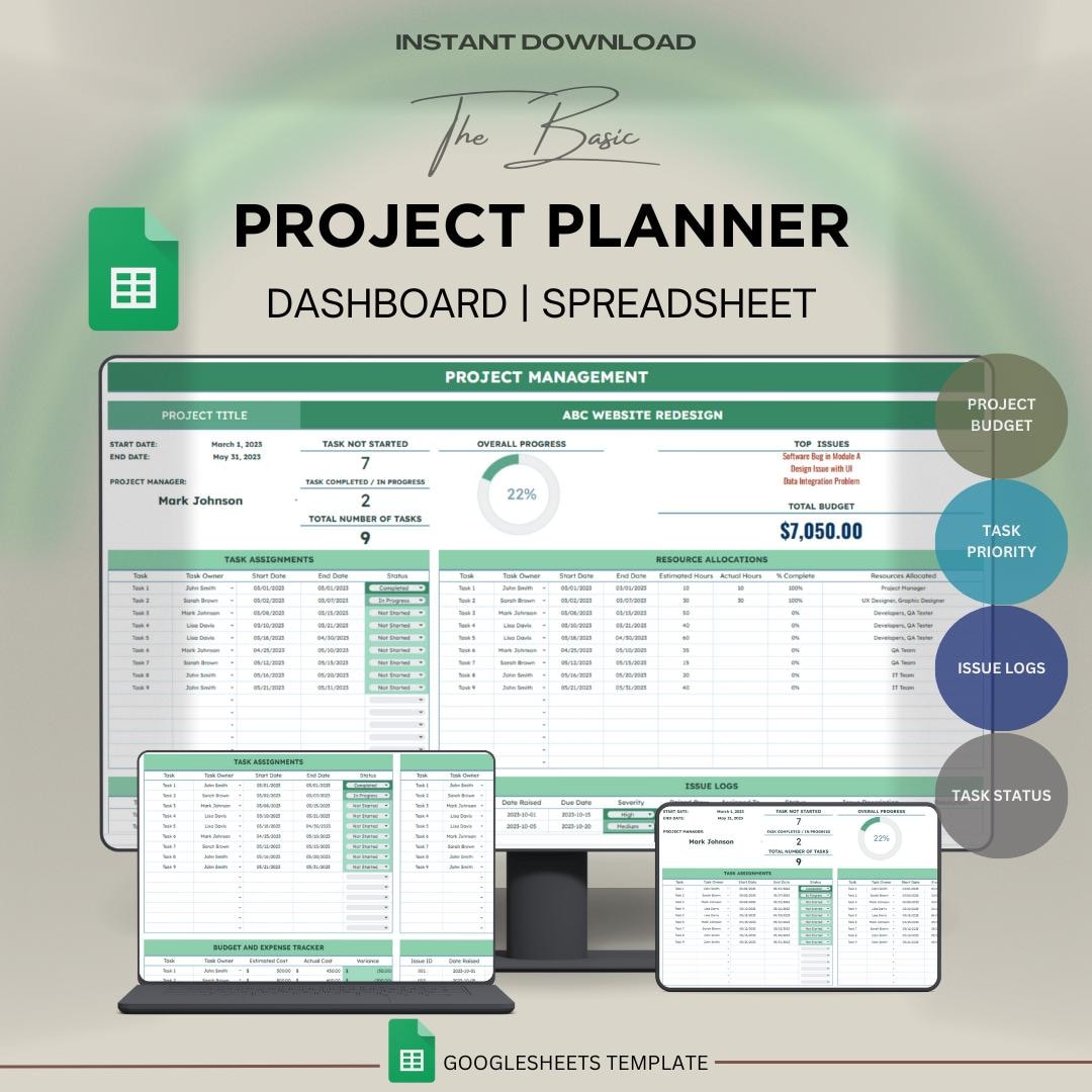 Simple Project Planning Spreadsheet, Project Budget, Deadline Set Up ...