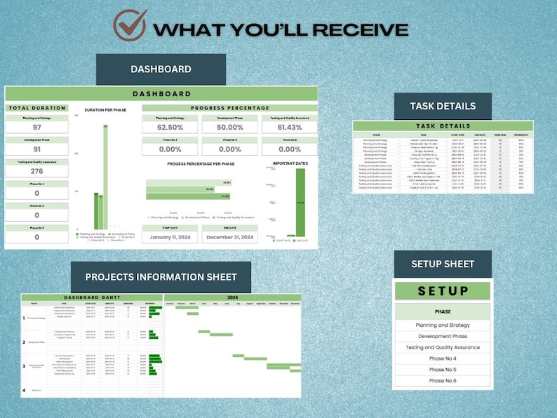 Project Management Dashboard Spreadsheet | Projects Progress Dashboard ...