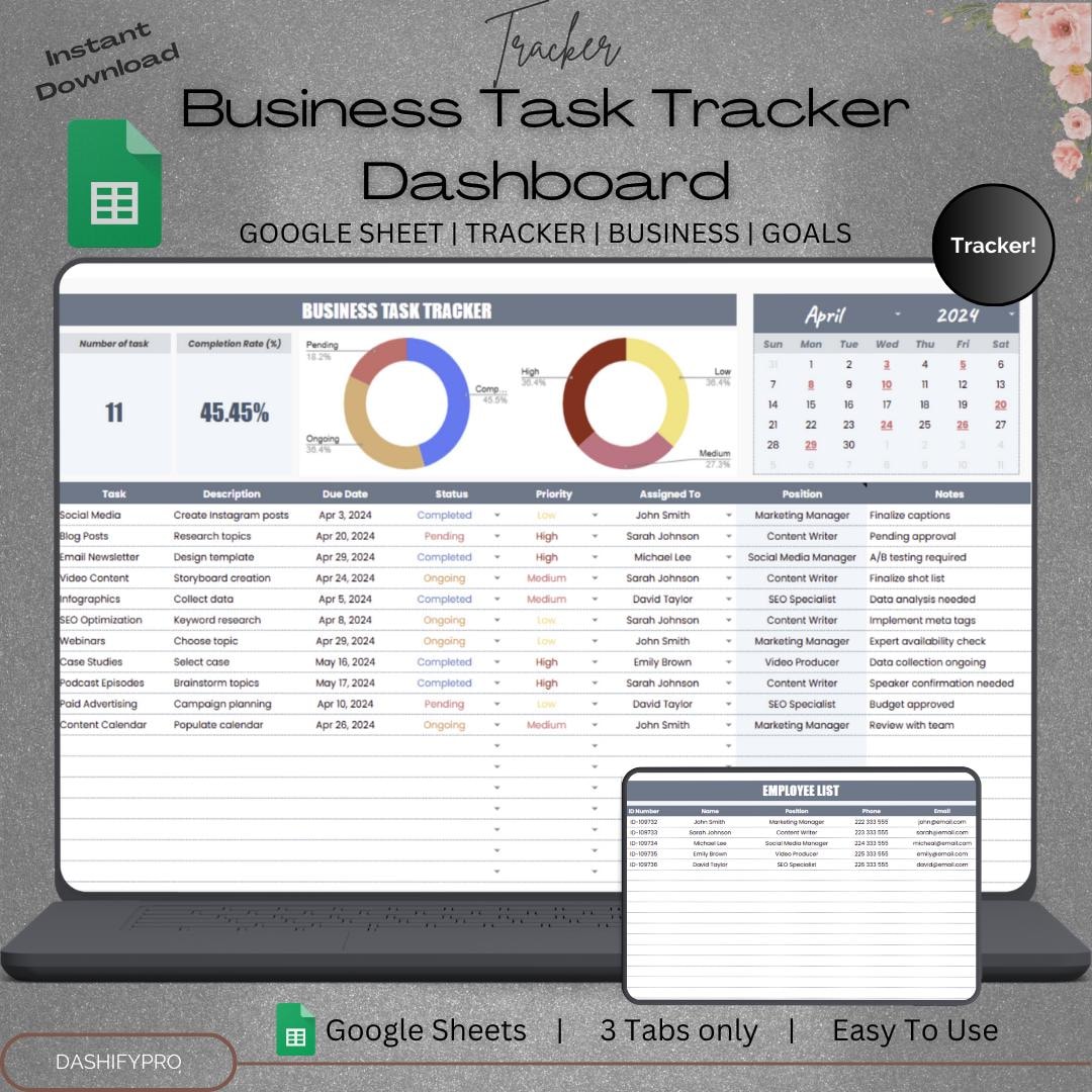 Business Task Tracker Spreadsheet to Do List Productivity Planner Daily ...