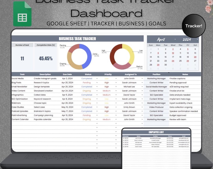 Task Tracker Spreadsheet Template, Task Management Google Sheets, To-do ...