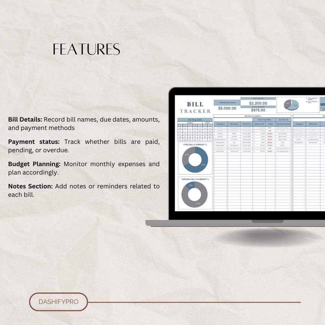 Bill Tracker Spreadsheet Google Sheets Excel Bill Calendar Monthly ...