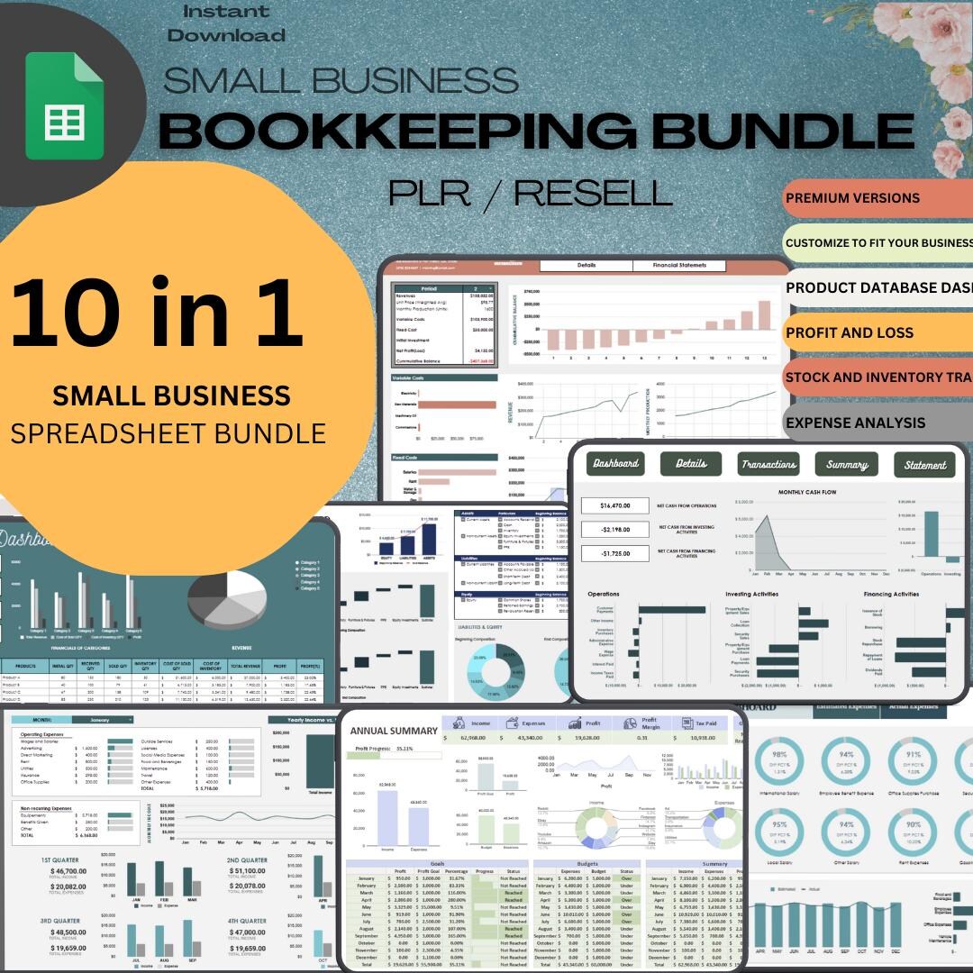 10-in-1 Small Business Bookkeeping Bundle | Essential Spreadsheet ...