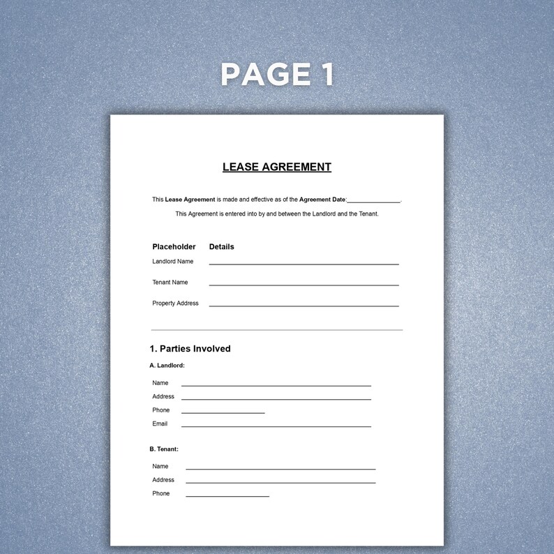 Lease Agreement Contract Template | Rental Agreement Form | Editable ...