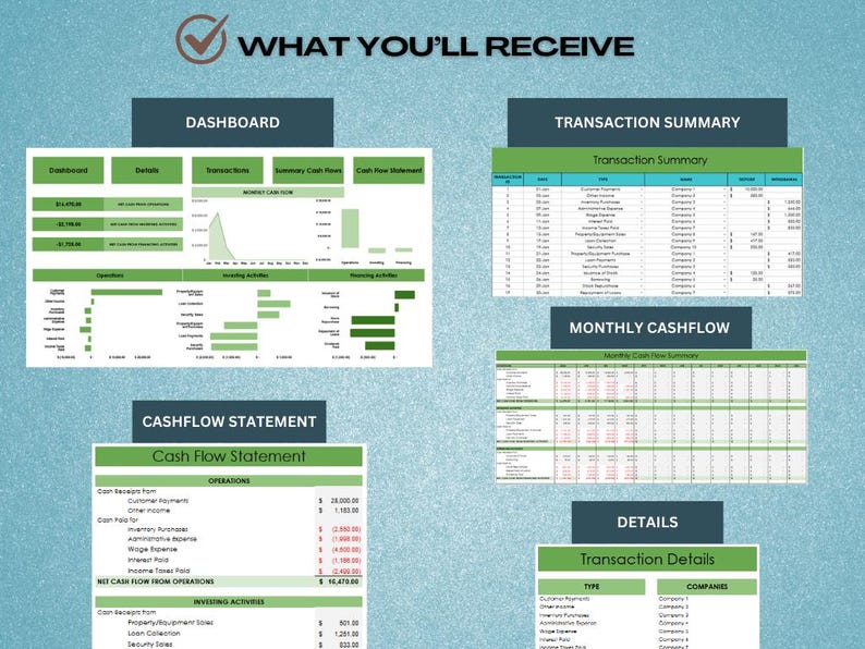 Cash Flow Statement With Dashboard Template | Googlesheets ...