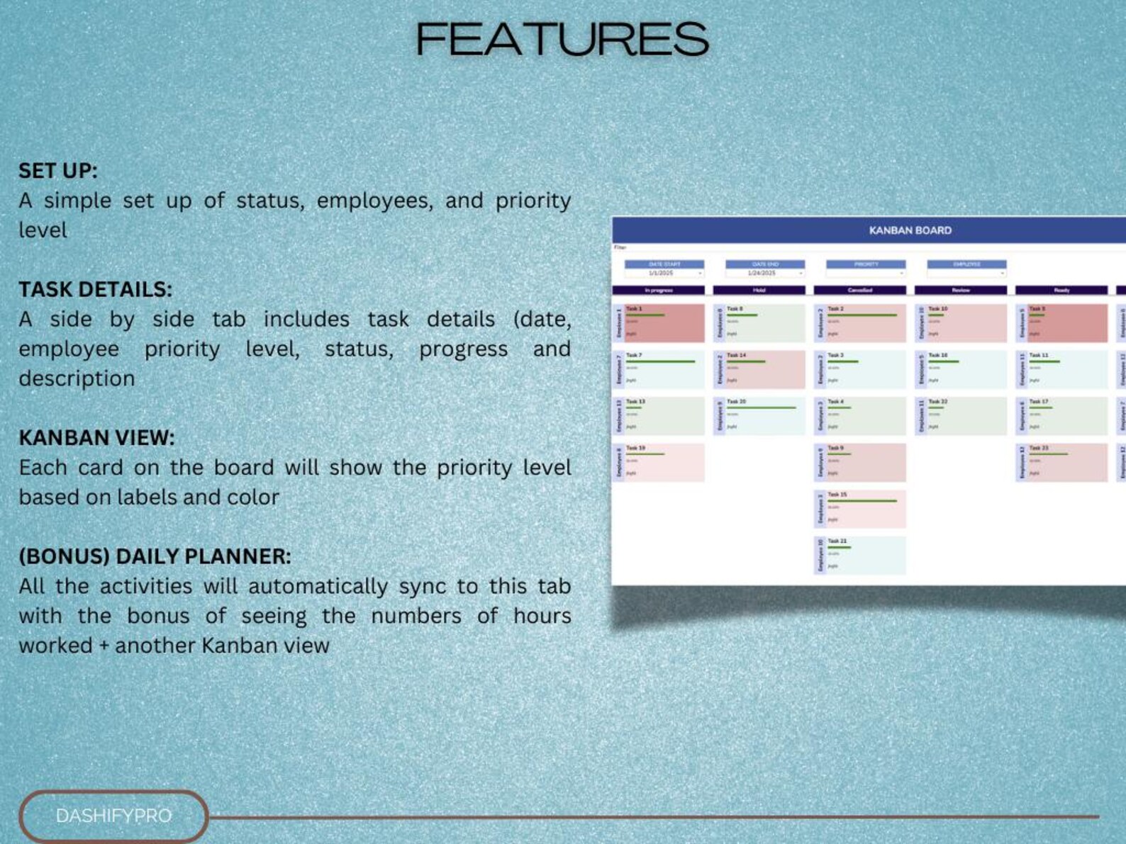 Kanban Board Spreadsheet Task Priority Tracker Employee to Do List ...