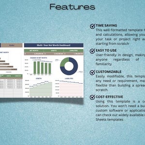 Multi-year Net Worth Dashboard, Annual Net Worth Tracker Spreadsheet ...
