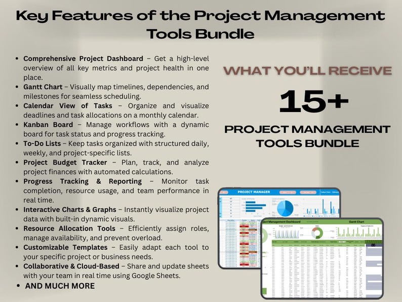 15+ Project Management Tools Bundle for Small Business | Gantt Chart ...