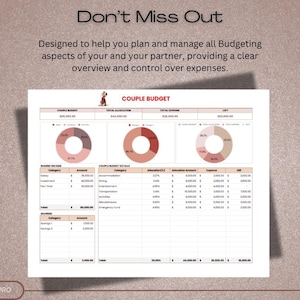 Couples Budget Spreadsheet, Google Sheets Template, Weekly Monthly ...