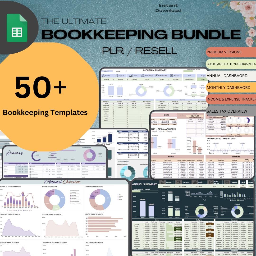 50+ Bookkeeping Bundle Spreadsheet Easy Bookkeeping Professional ...