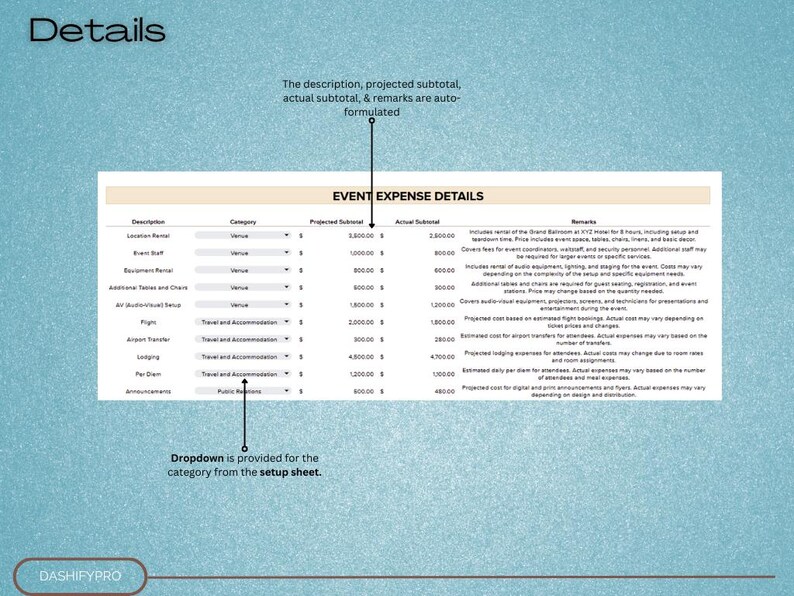 Event Expense Tracker Spreadsheet Template | Instant Download | Google ...