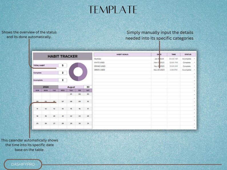 Habit Tracker Spreadsheet Google Sheets Excel Daily Habit Planner ...