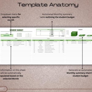 Budget for Students Spreadsheet Google Sheets Template Digital Academic ...