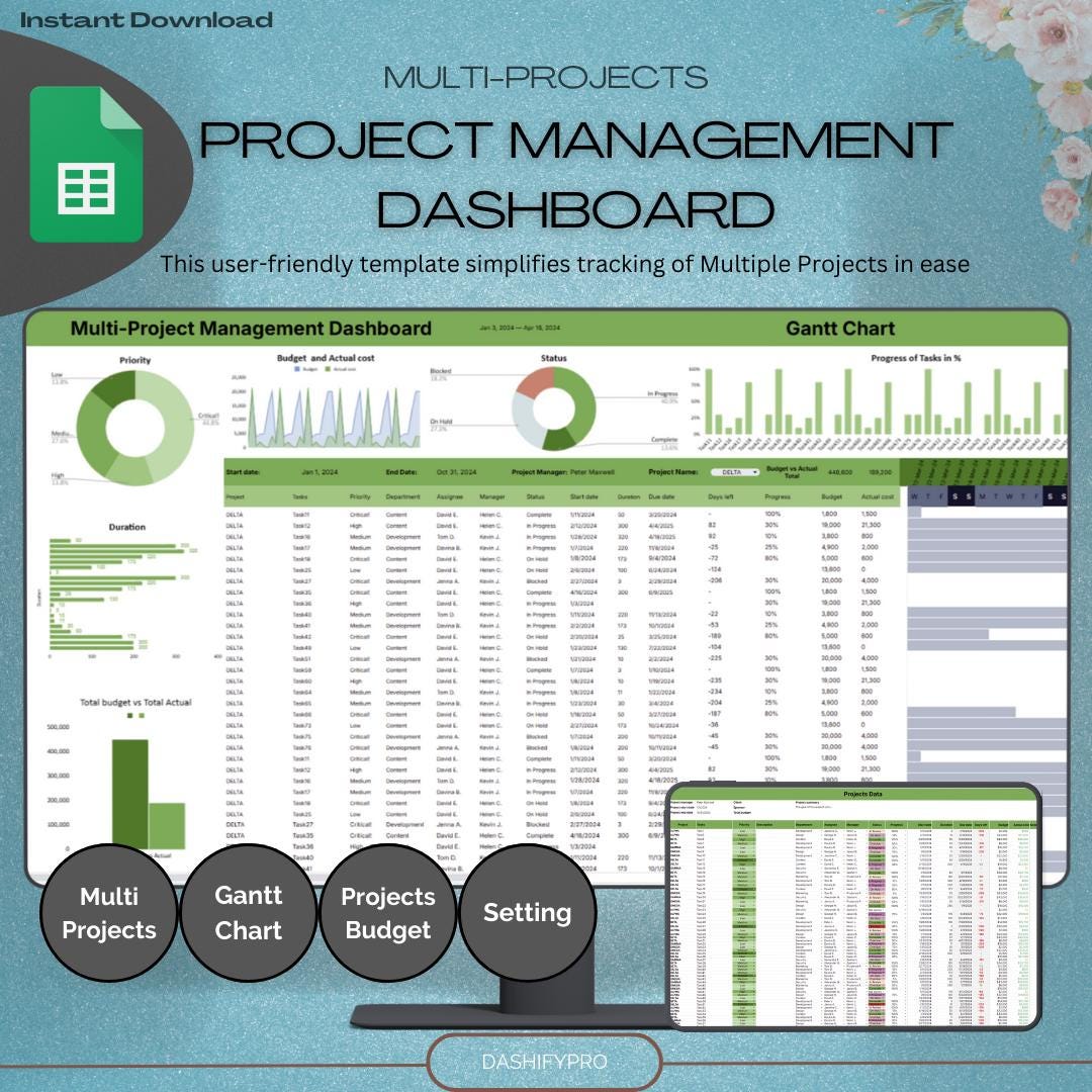 Project Management Dashboard | Multi-projects Dashboard | Multiple ...