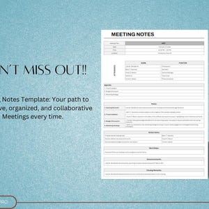 Meeting Notes Excel & Google Sheet Template | Agenda | Minutes | Action ...