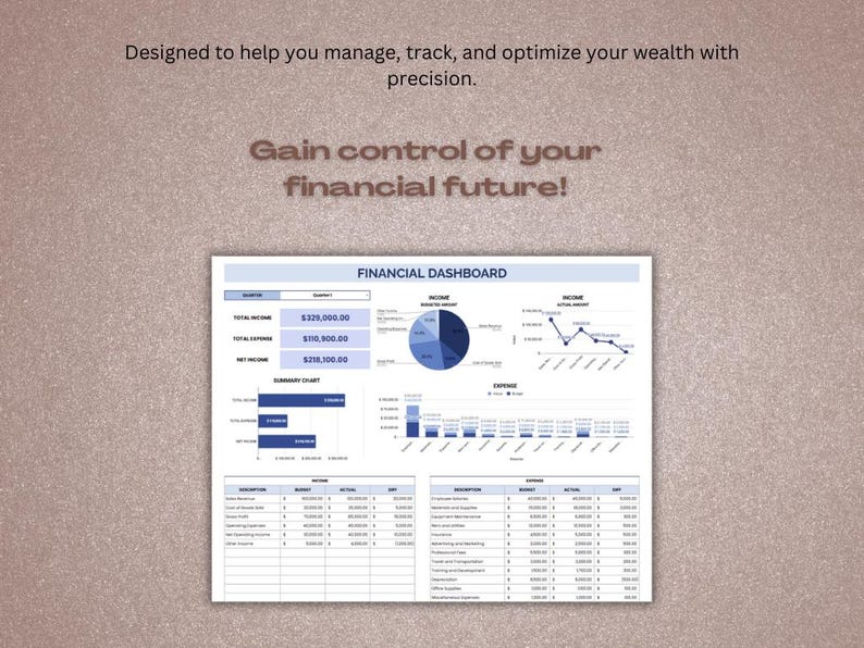 Financial Dashboard Spreadsheet | Track Income & Expenses With Ease ...