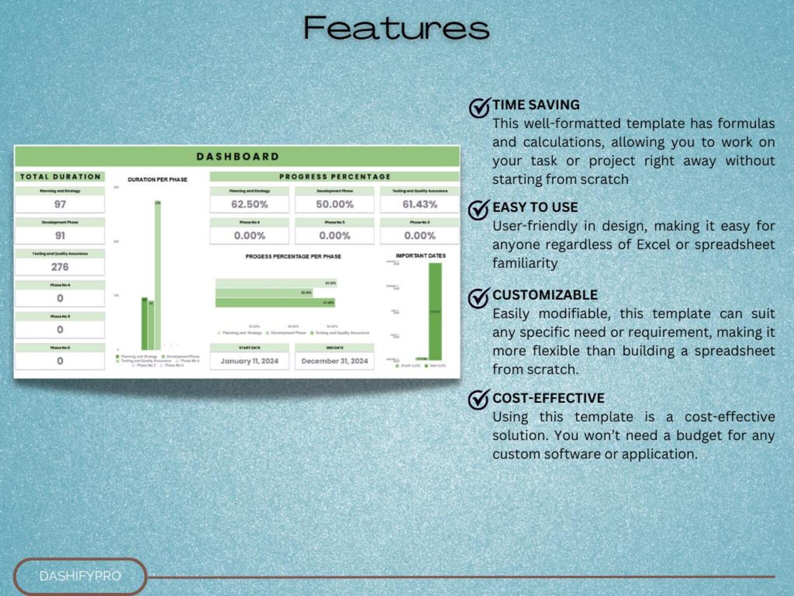 Project Management Dashboard Spreadsheet | Projects Progress Dashboard ...