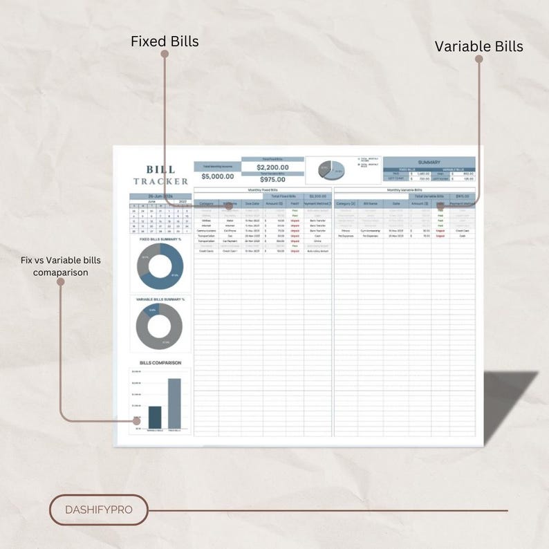 Bill Tracker Spreadsheet Google Sheets Excel Bill Calendar Monthly ...
