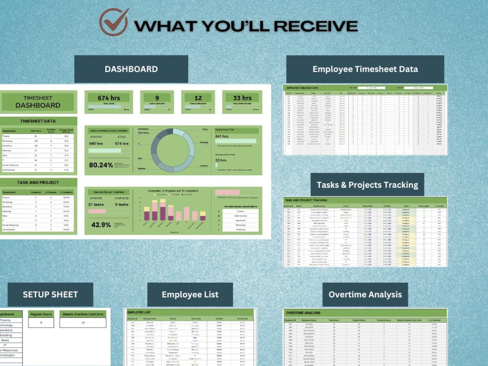 Timesheet Dashboard Template, Enhance Decision Making, Employee ...