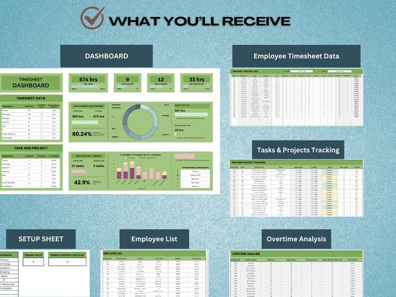 Timesheet Dashboard Template, Enhance Decision Making, Employee ...