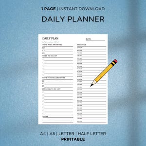Printable Daily Planner Template PDF| Simple, Minimalist Planner ...