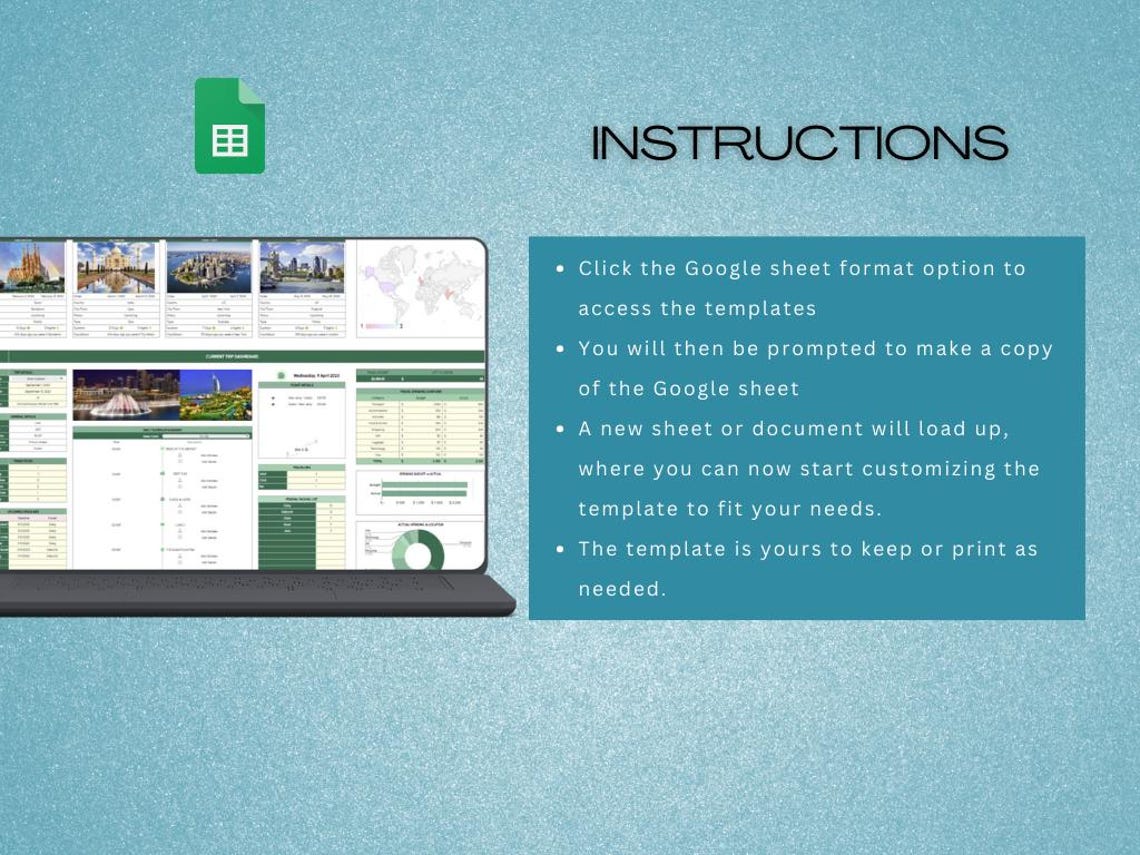 Digital Travel Planner Spreadsheet Template for Google Sheets: Vacation ...