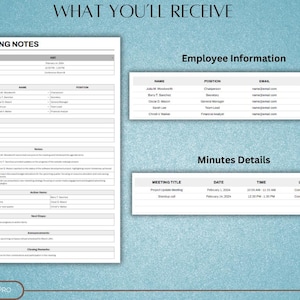 Meeting Notes Excel & Google Sheet Template | Agenda | Minutes | Action ...