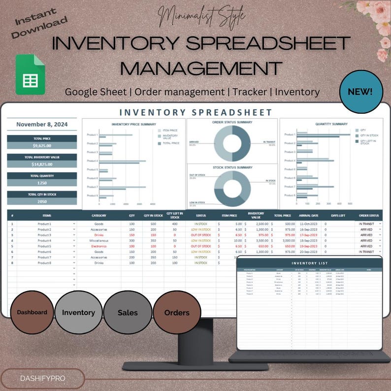 Inventory Tracker Spreadsheet Small Business Inventory Template Google ...