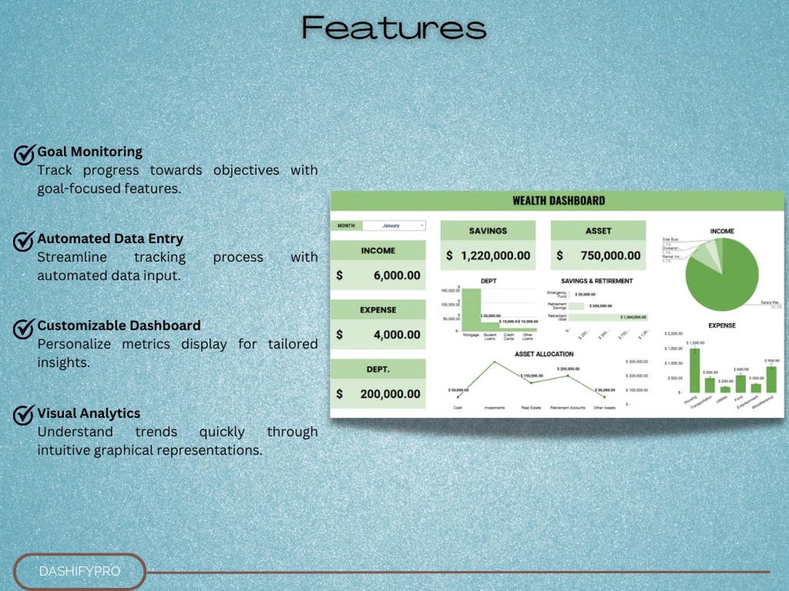 The Ultimate Wealth Dashboard Spreadsheet | Monthly Budget Tracker ...