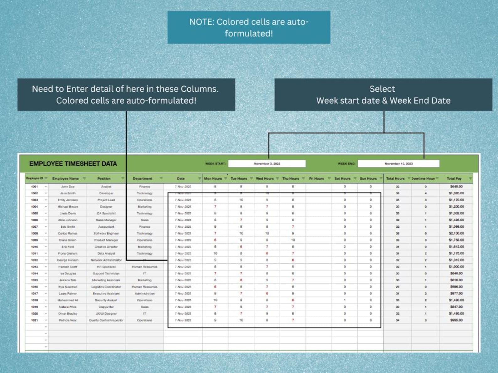 Timesheet Dashboard Template, Enhance Decision Making, Employee ...