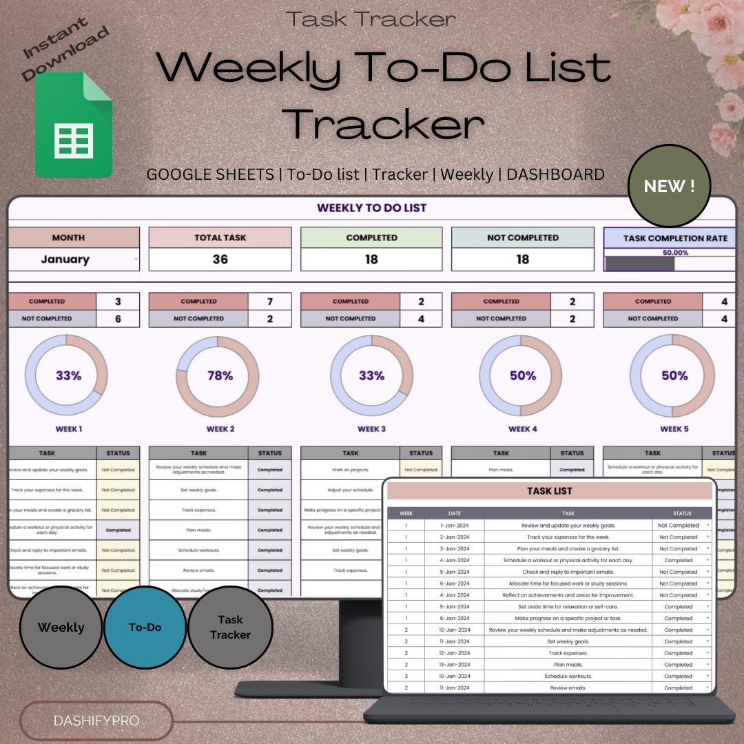 Weekly to Do List Template Task Planner Spreadsheet Google Sheets ...