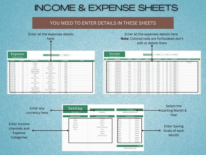 2025 Budget Spreadsheet 2025 Planner Google Sheets Annual and Monthly ...