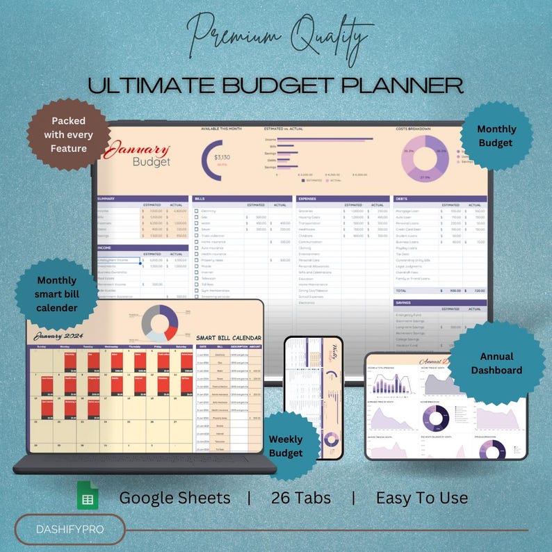 Ultimate Budget Planner for Google Sheets, Budget Spreadsheet, Budget ...