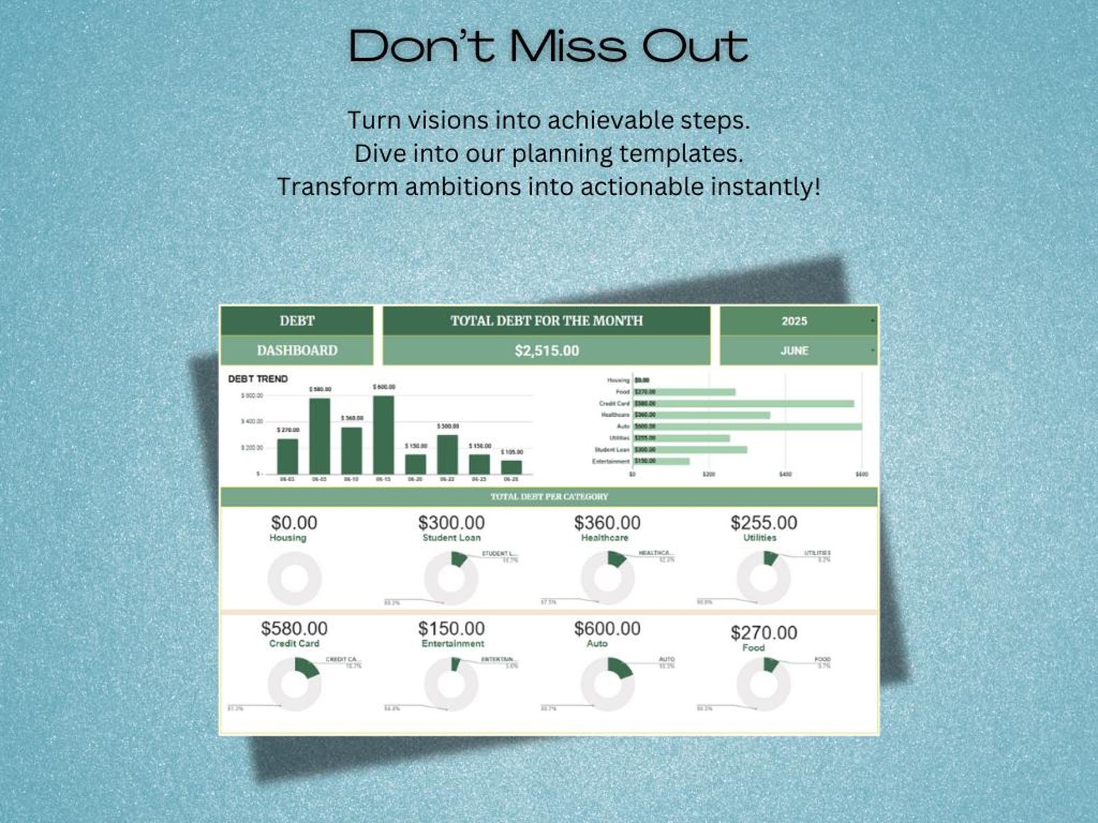 Ultimate Debt Tracker Spreadsheet Debt Payoff Template Debt Dashboard ...