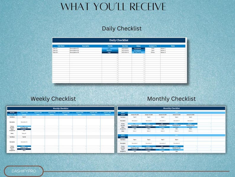 Daily Weekly Monthly to Do List Tracker | Spreadsheet | Excel ...