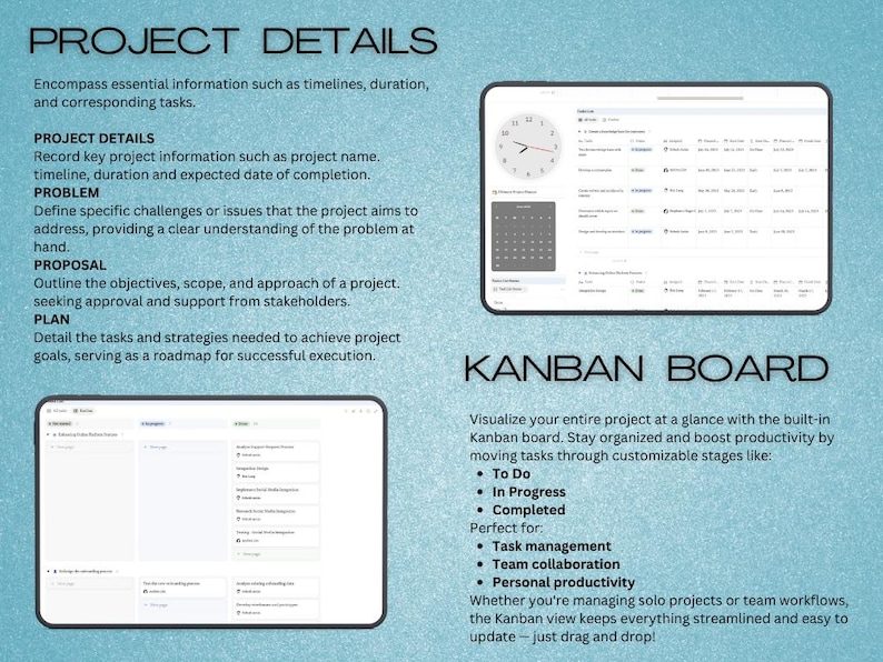 Project Management Notion Template, Project Planner Notion Templates ...