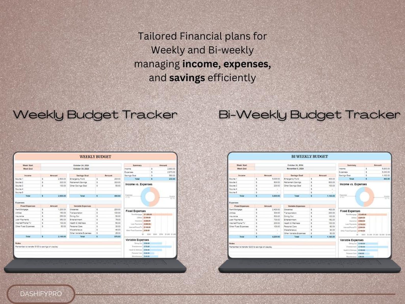 Weekly & Bi-weekly Paycheck Budget Tracker Spreadsheet | Budget by ...