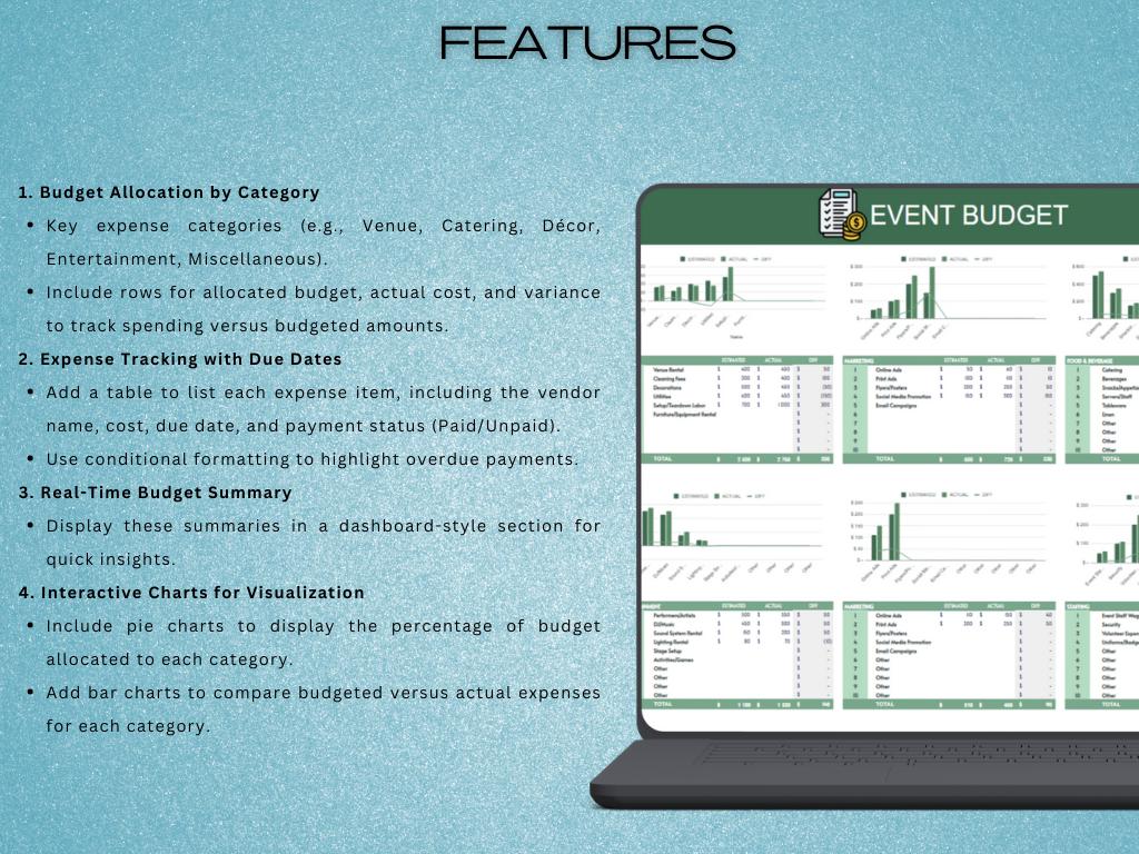 Event Budget Planner Spreadsheet Template Made Digital Download ...