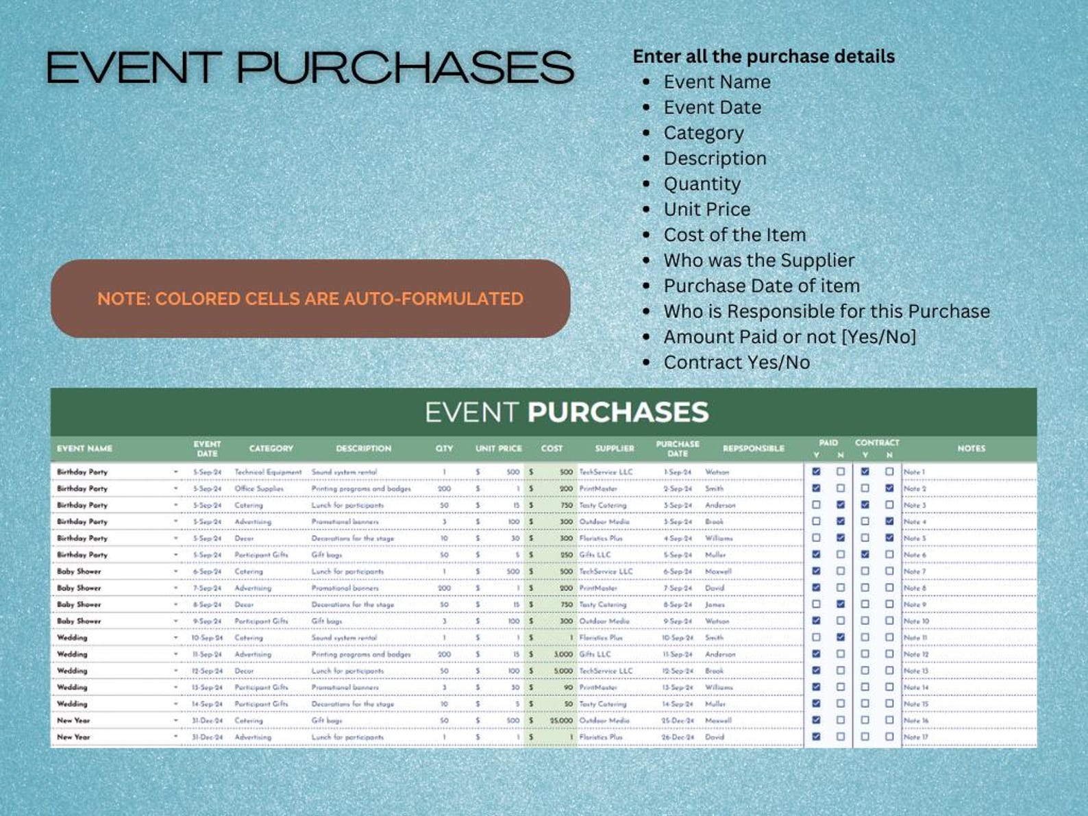 Event Budget Planner Spreadsheet Template | Instant Download | Google ...