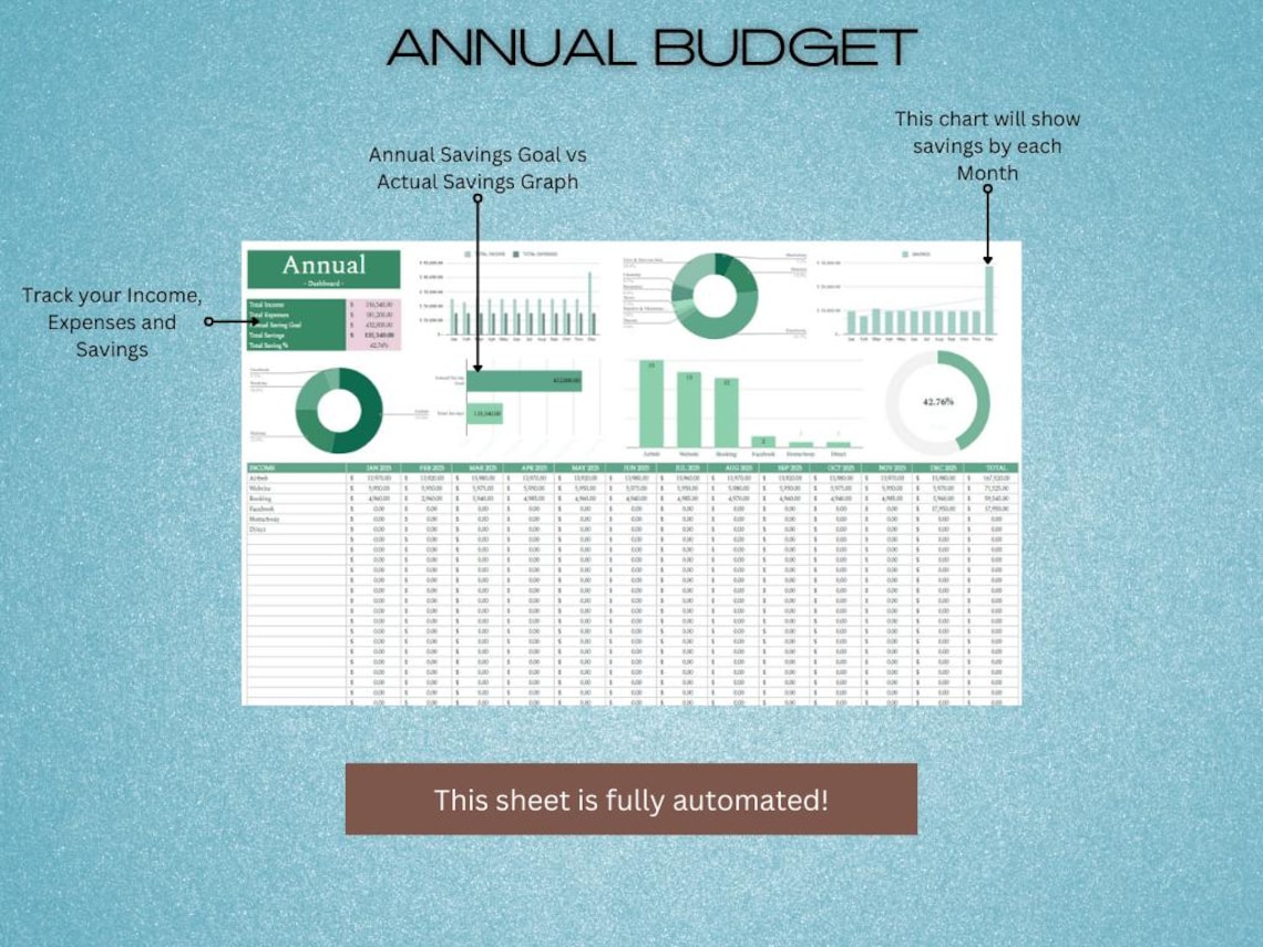 2025 Budget Spreadsheet 2025 Planner Google Sheets Annual and Monthly ...