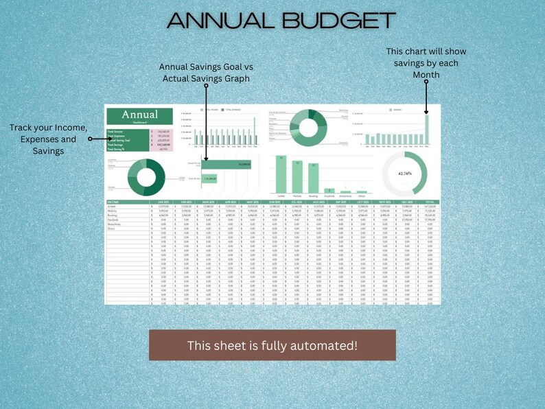 2025 Budget Spreadsheet 2025 Planner Google Sheets Annual and Monthly ...