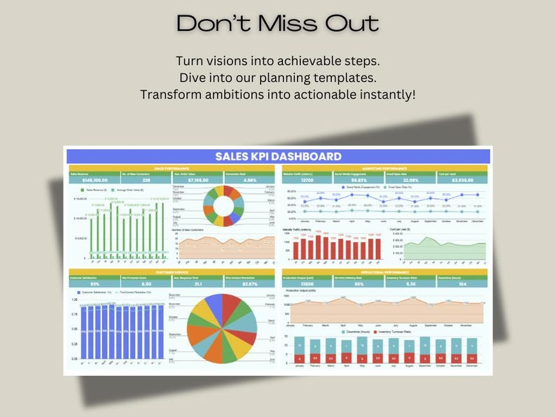 Sales Performance KPI Tracker Template | Track Sales Metrics & Goals ...