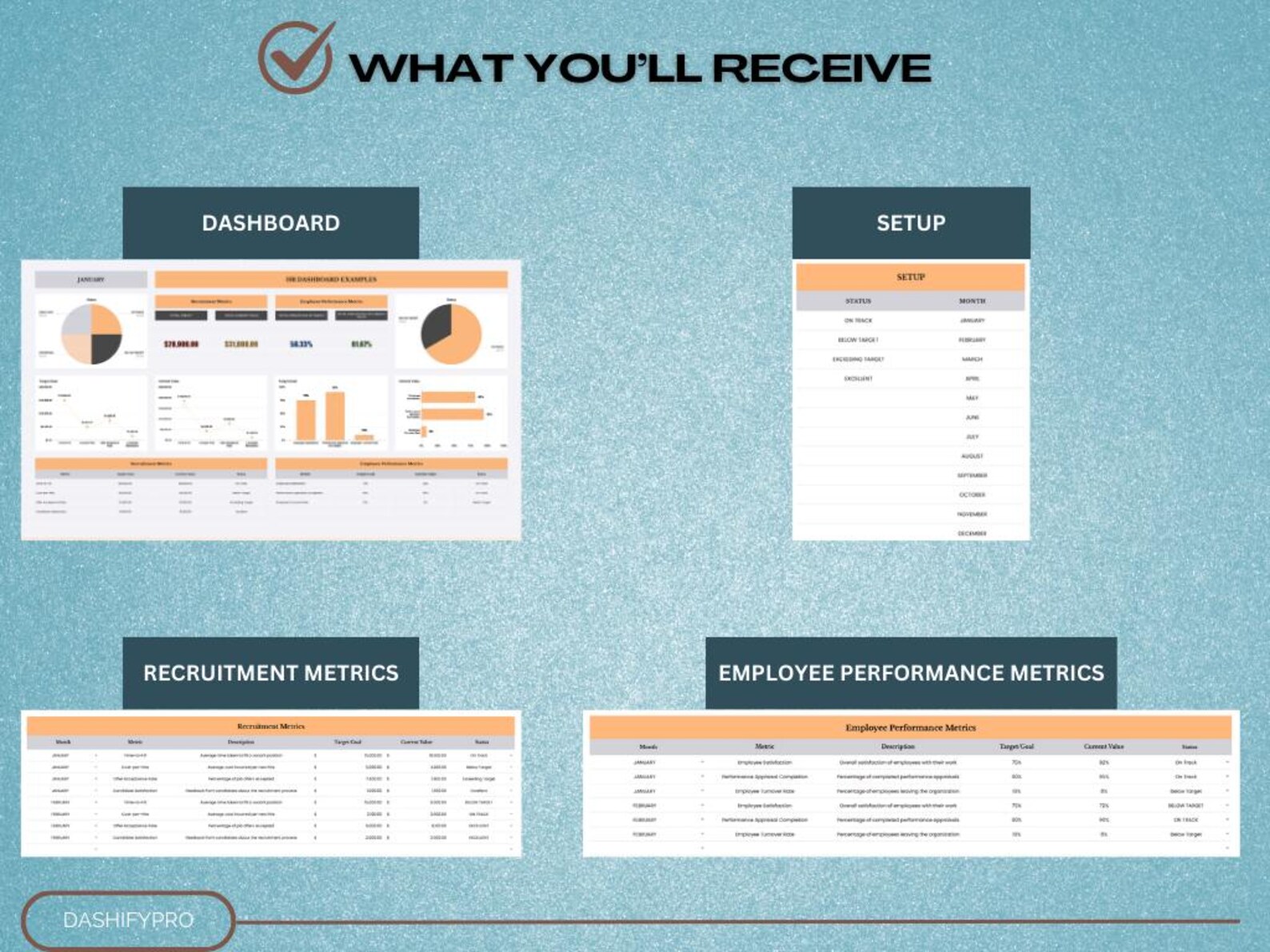 HR Dashboard Spreadsheet | Recruitment Metrics | Employee Performance ...
