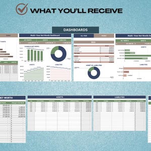Multi-year Net Worth Dashboard, Annual Net Worth Tracker Spreadsheet ...